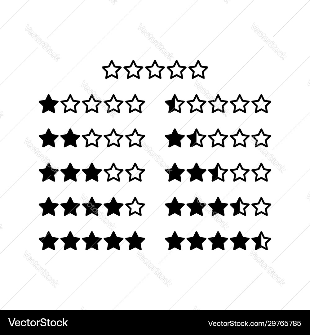 Black stars collection for rate Royalty Free Vector Image