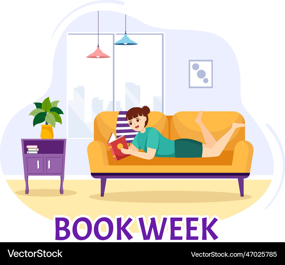 Book week events with people reading or students Vector Image