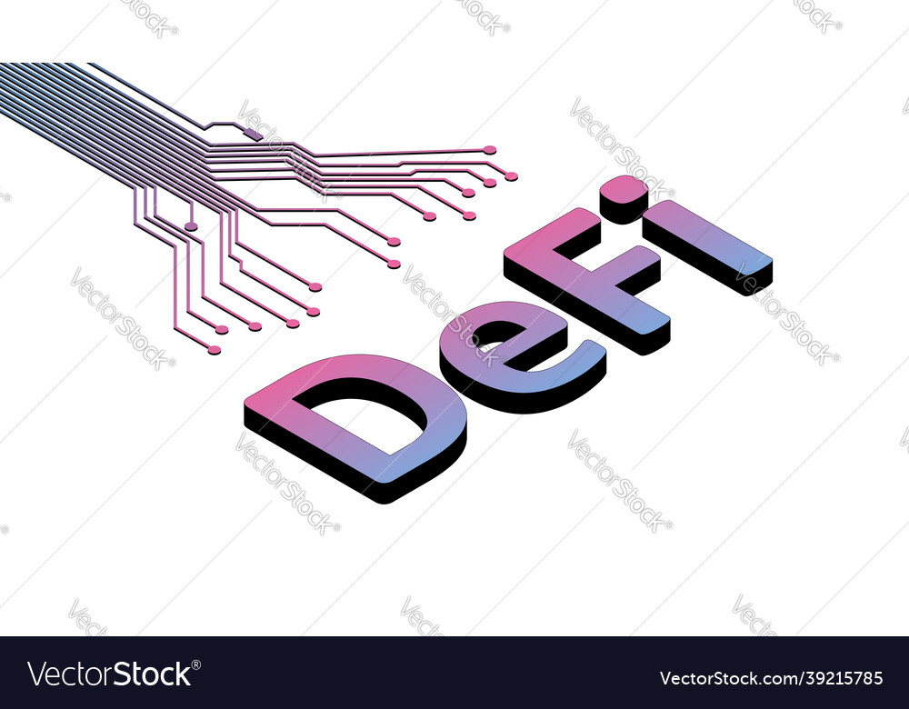 Defi - decentralized finance isometric text Vector Image Defi - decentralized finance isometric text Vector Image