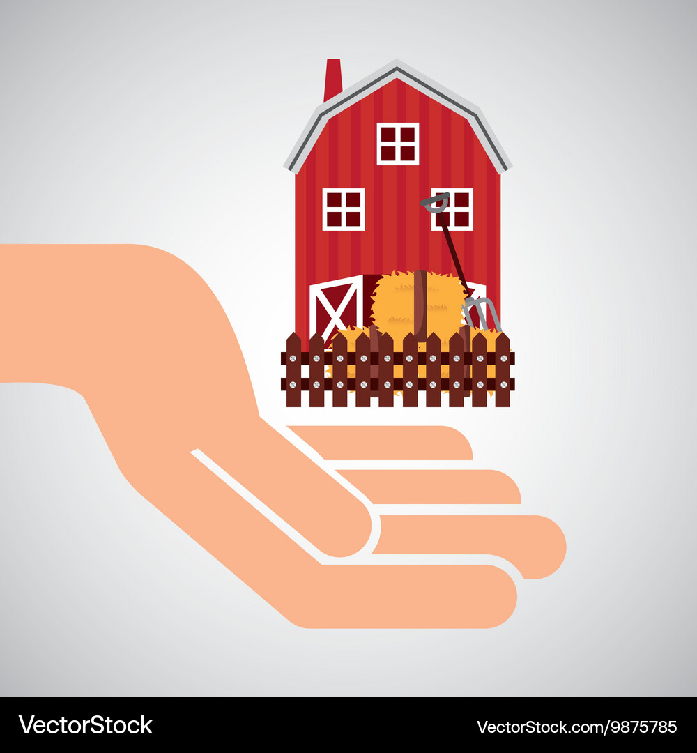 Farm countryside hand holding design Royalty Free Vector