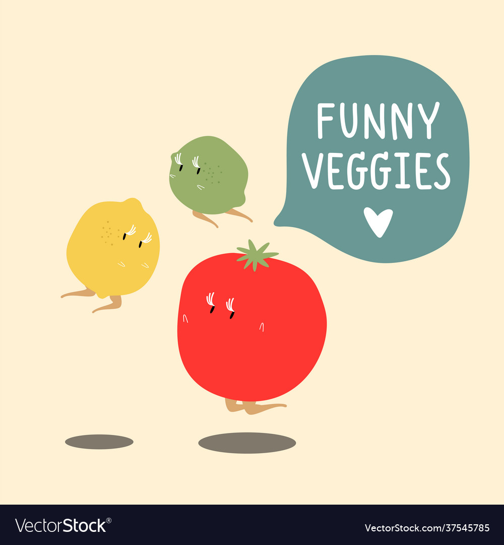 Fresh vegetable cartoon characters set Royalty Free Vector