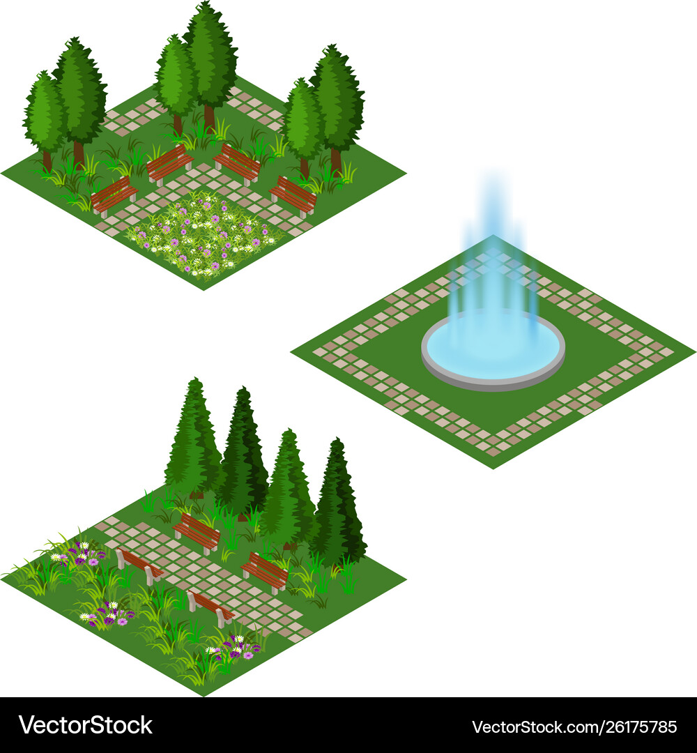 Garden isometric set to create landscape Vector Image