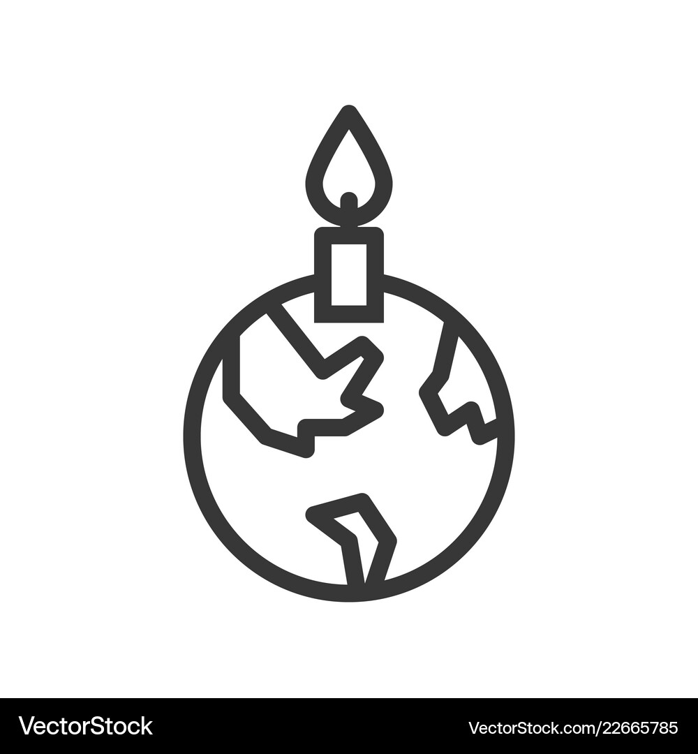 Globe or planet earth icon with candle pray Vector Image