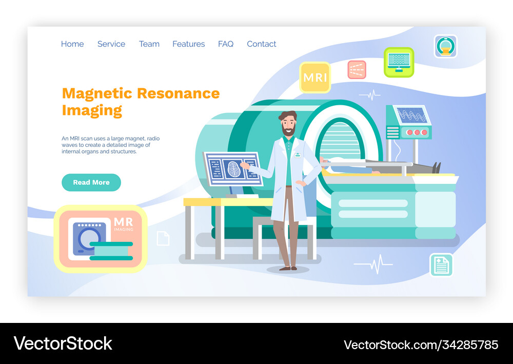 Medical web site page template mri nuclear Vector Image