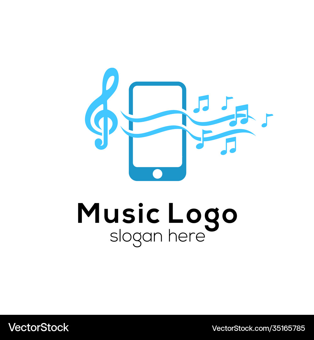 Mobile phone music logo Royalty Free Vector Image