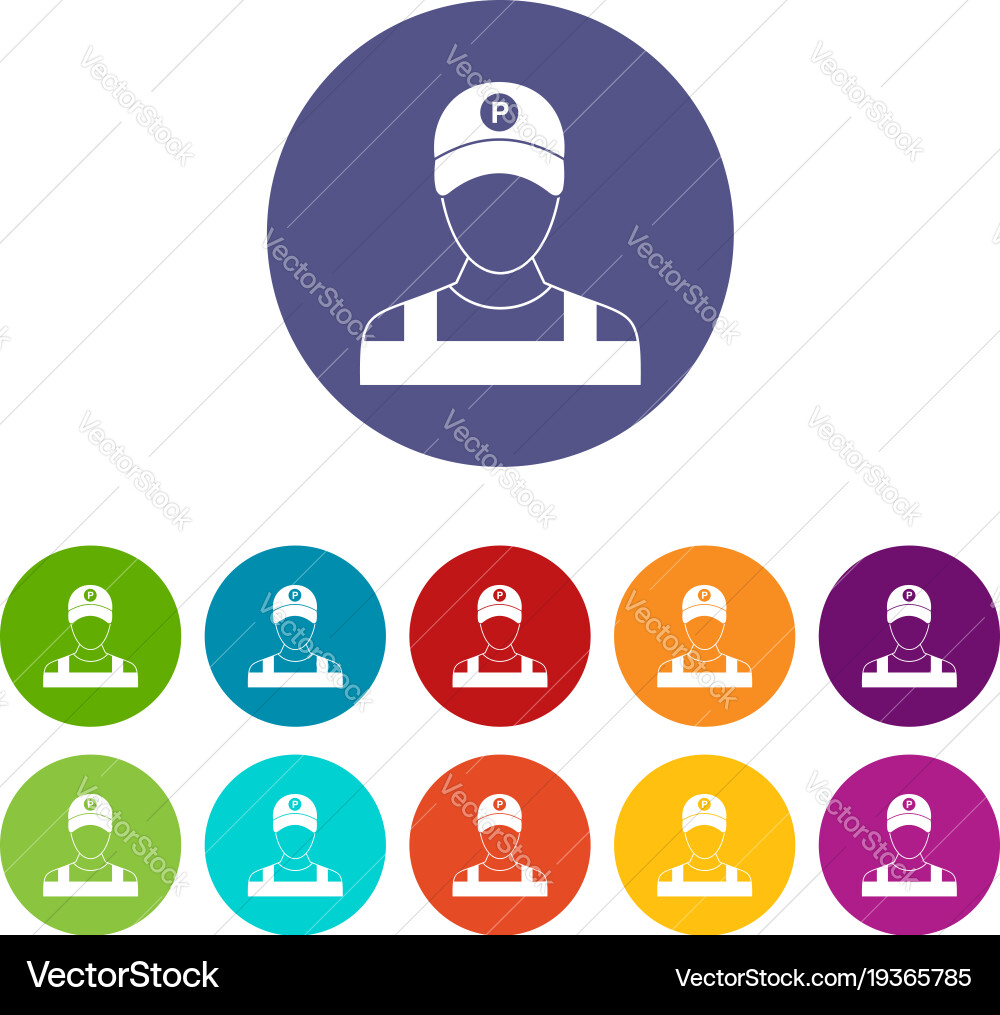 Parking attendant set icons Royalty Free Vector Image