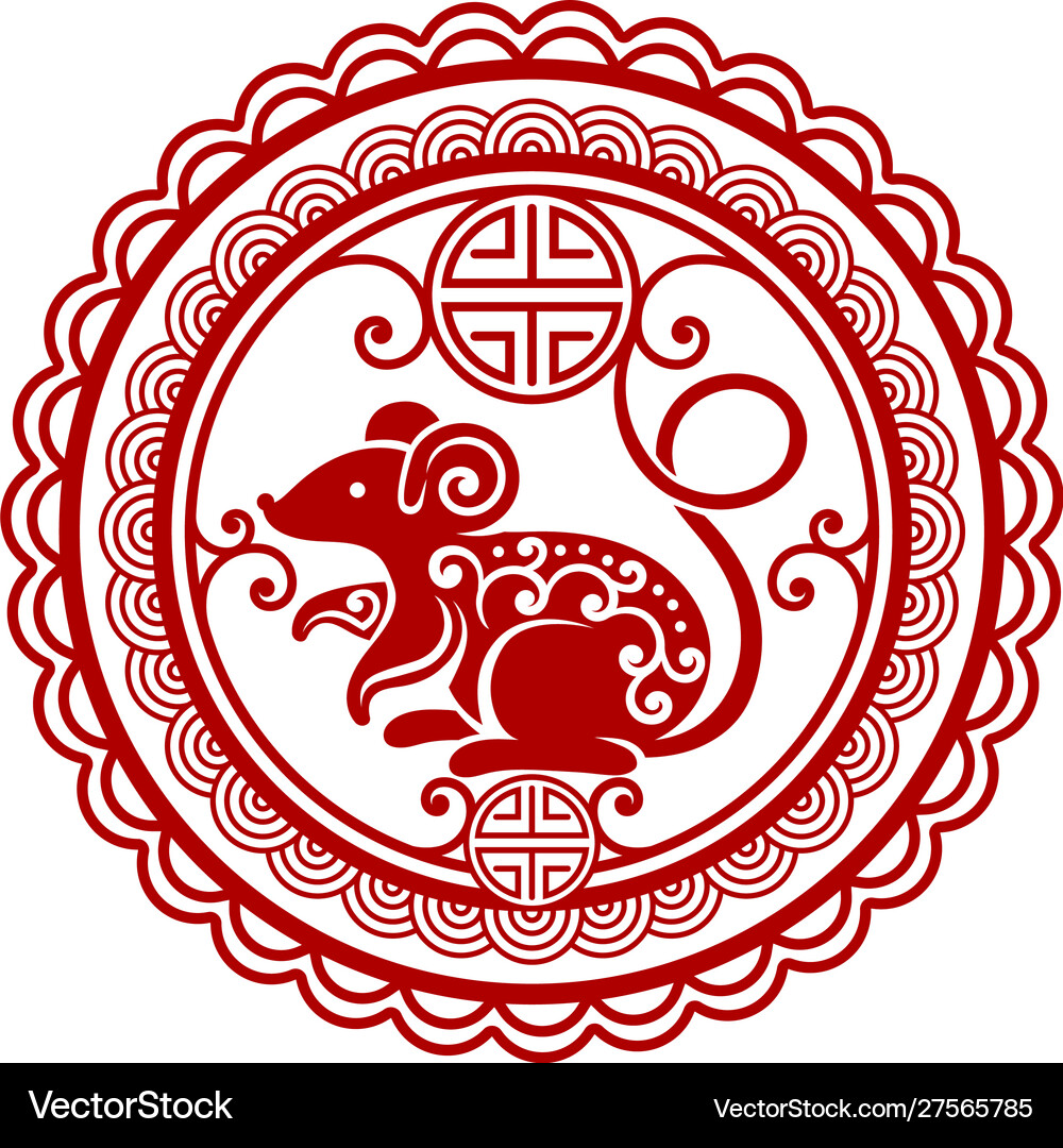 Red circle with wavy edges and silhouette Vector Image