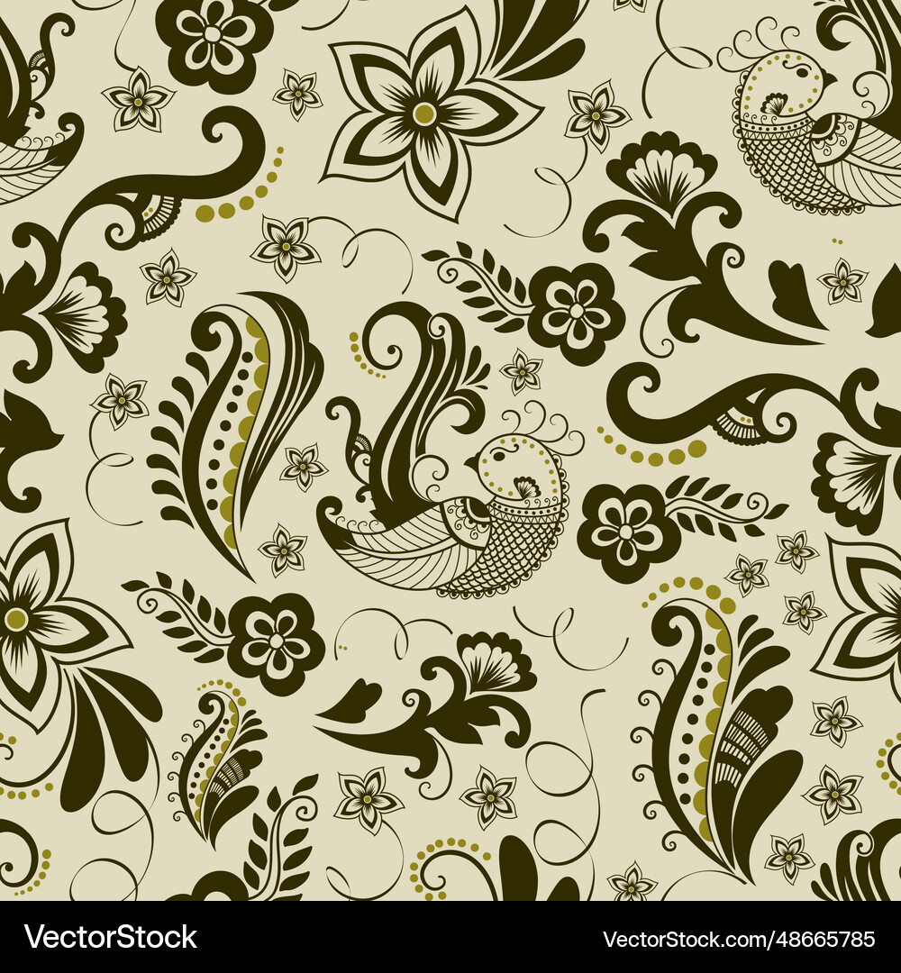 Seamless pattern mehndi ornament with floral Vector Image
