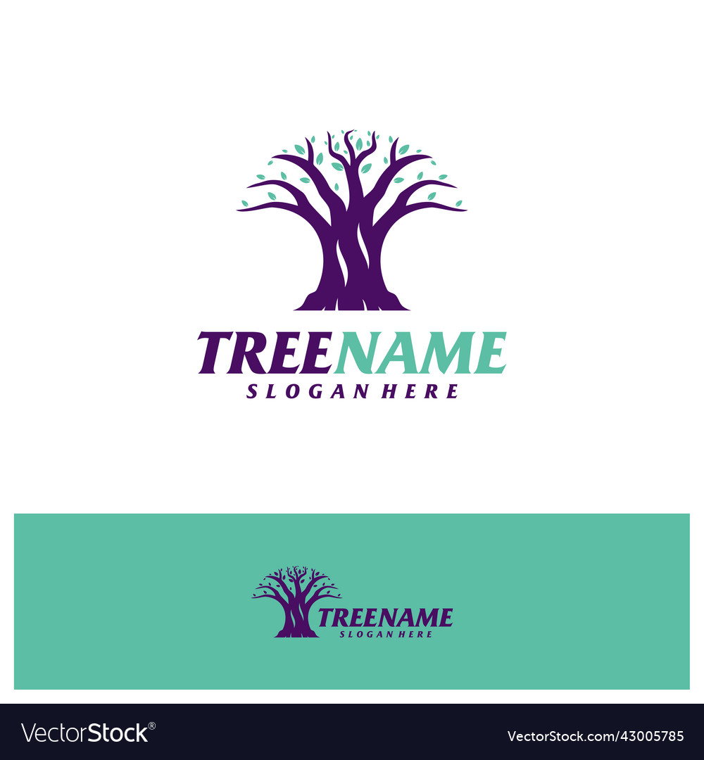 Tree with root logo design template Royalty Free Vector