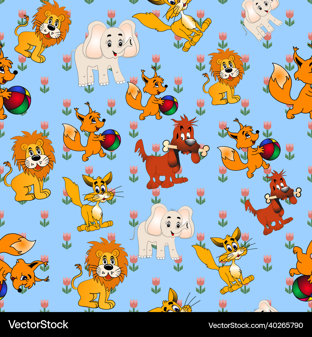 Background seamless children s with animals Vector Image