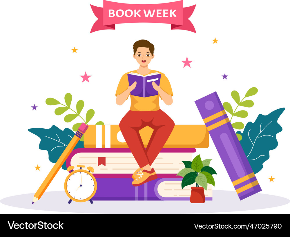 Book week events with people reading or students Vector Image