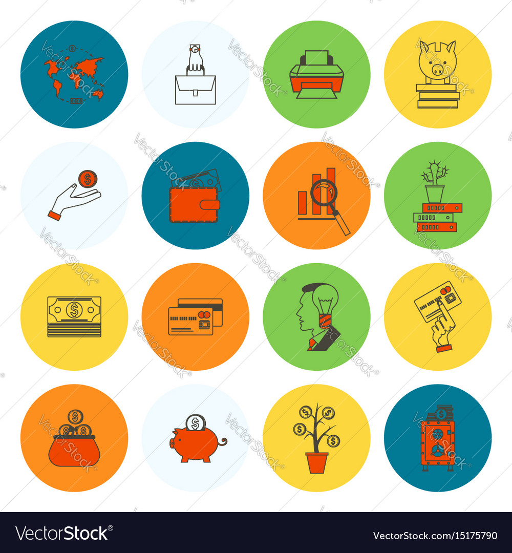 Business and finance icon set Royalty Free Vector Image