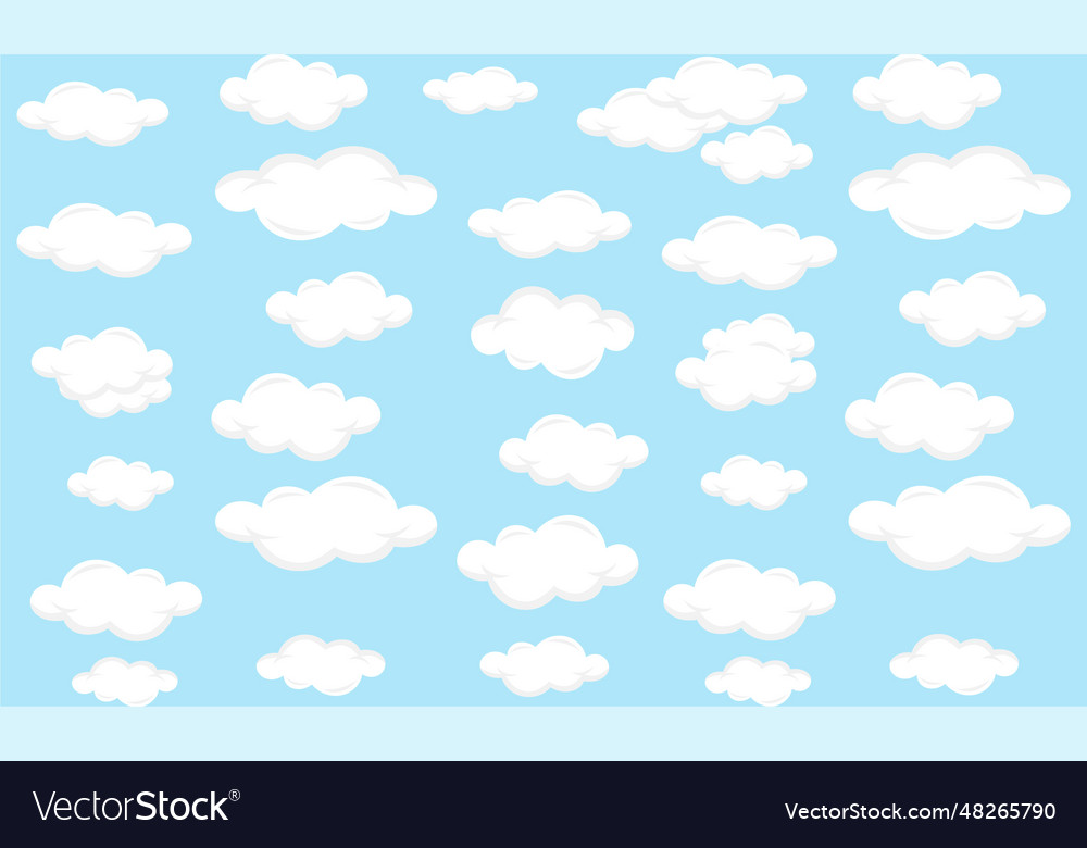 Cute clouds pattern on blue background Royalty Free Vector