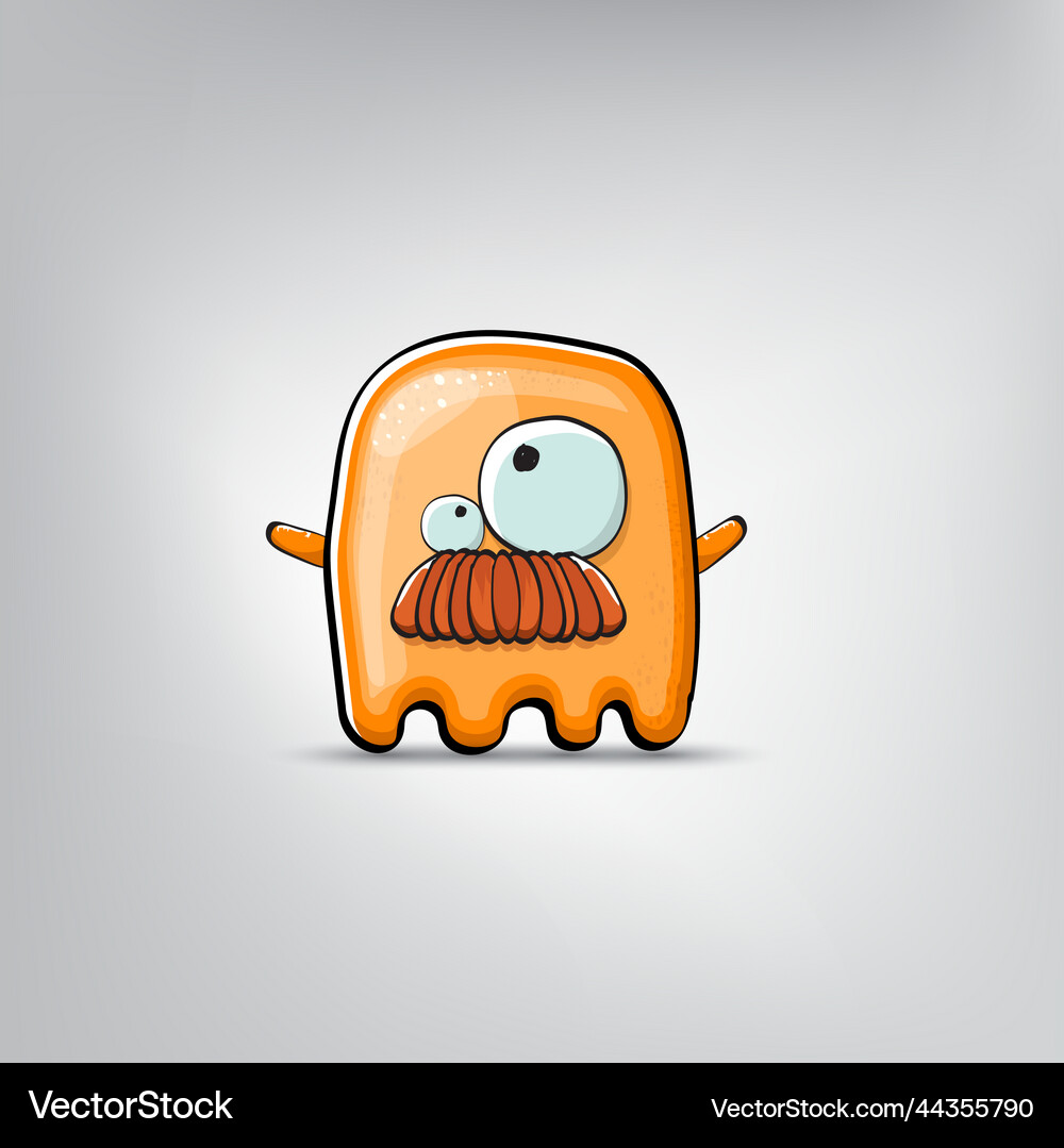 Funny cute smiling orange ghost monster isolated Vector Image