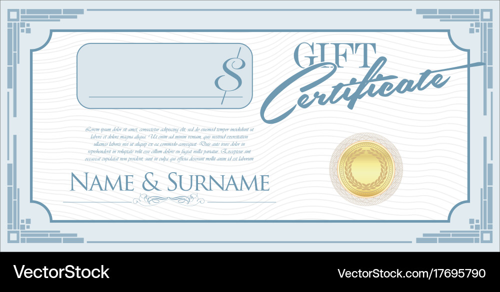 Gift certificate retro design template Royalty Free Vector