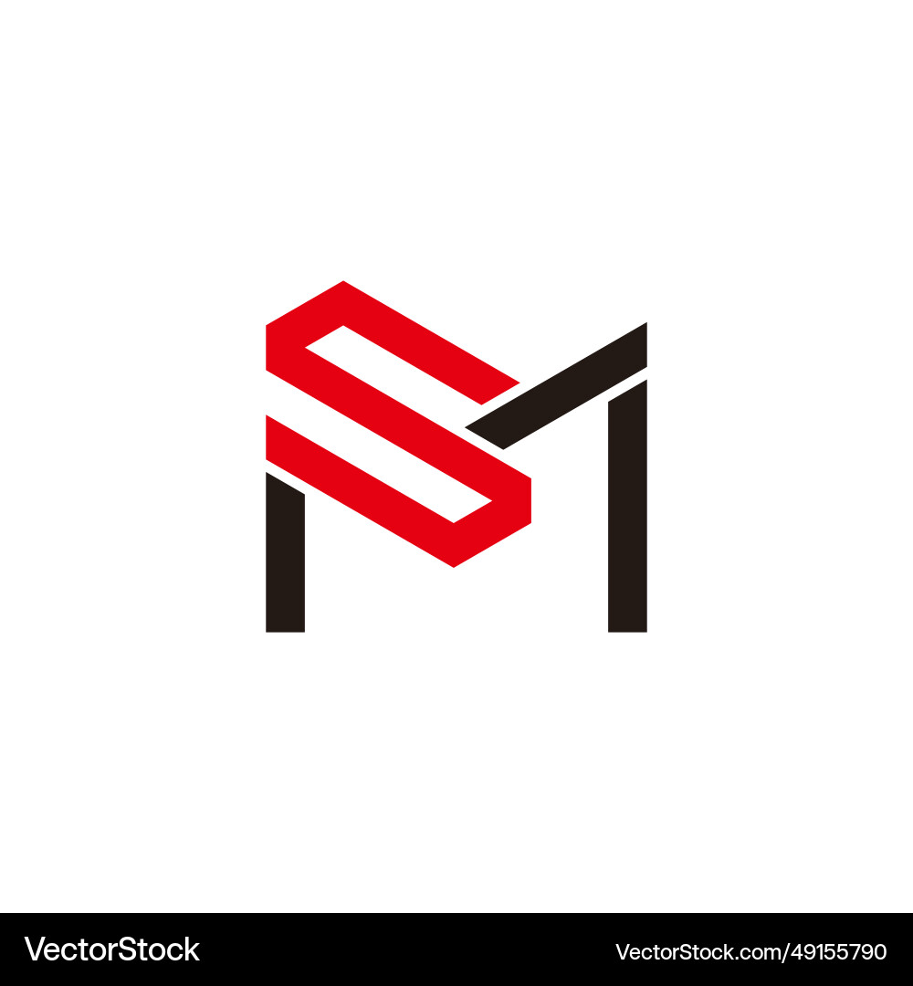 Letter sm simple geometric stripes line logo Vector Image