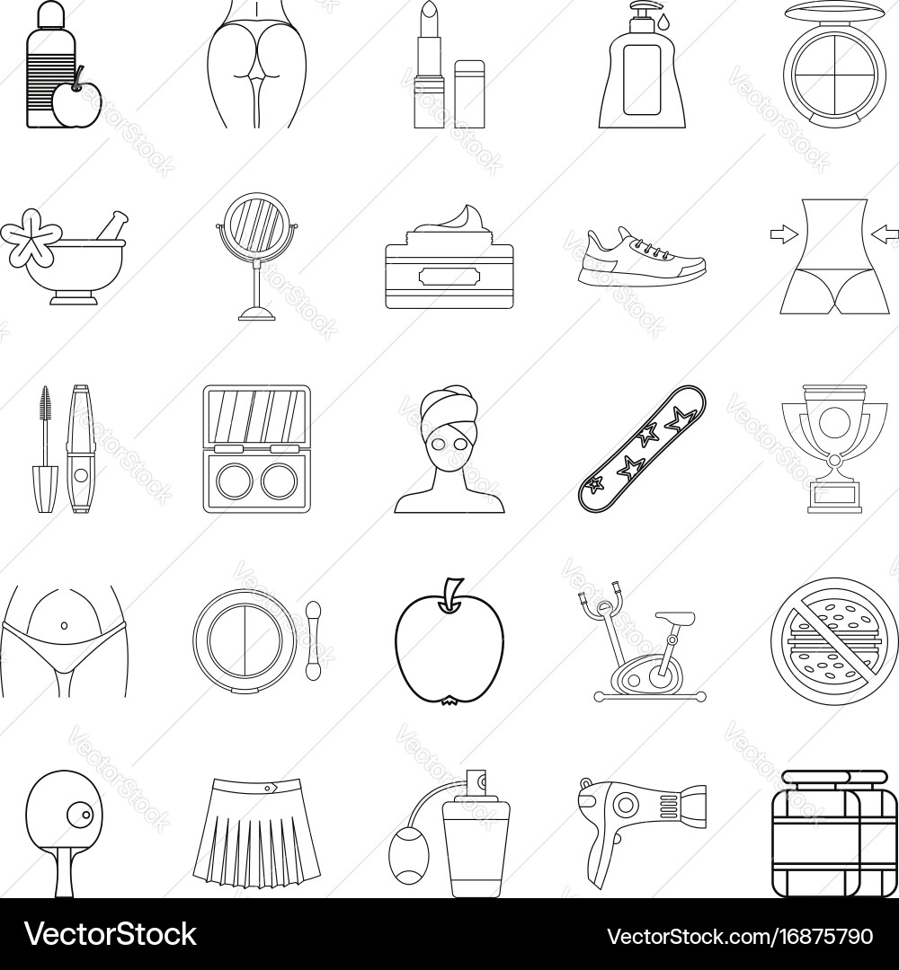 Prosperity icons set outline style Royalty Free Vector Image
