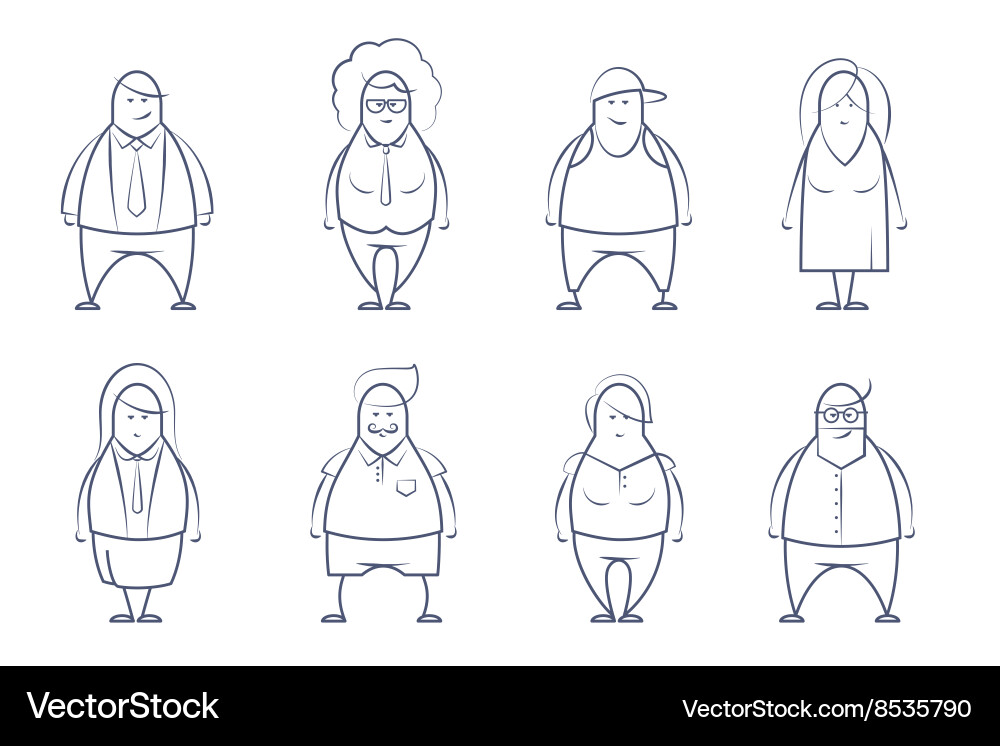 Set of line styled people Royalty Free Vector Image