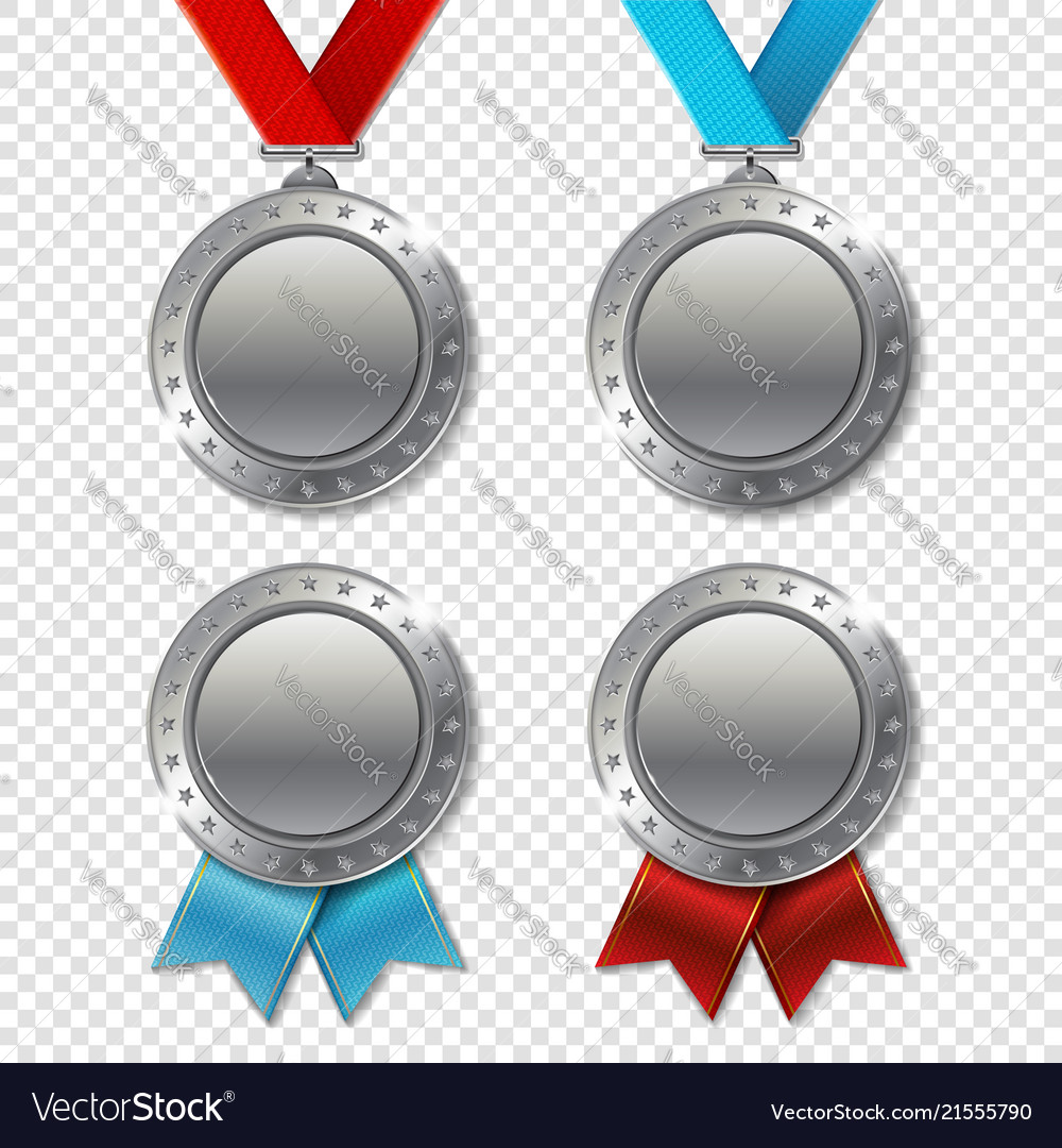 Set of realistic 3d champion realistic 3d silver Vector Image