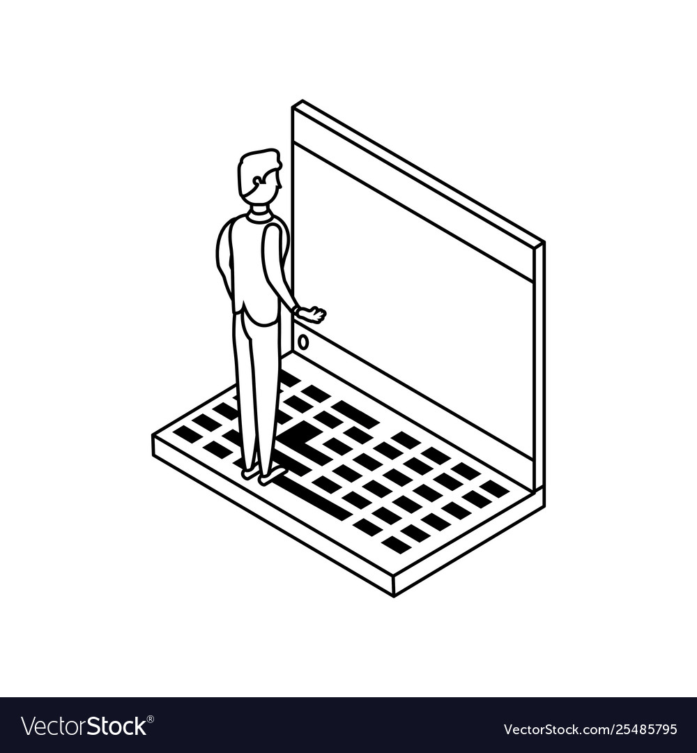 Businessman worker with laptop computer Royalty Free Vector