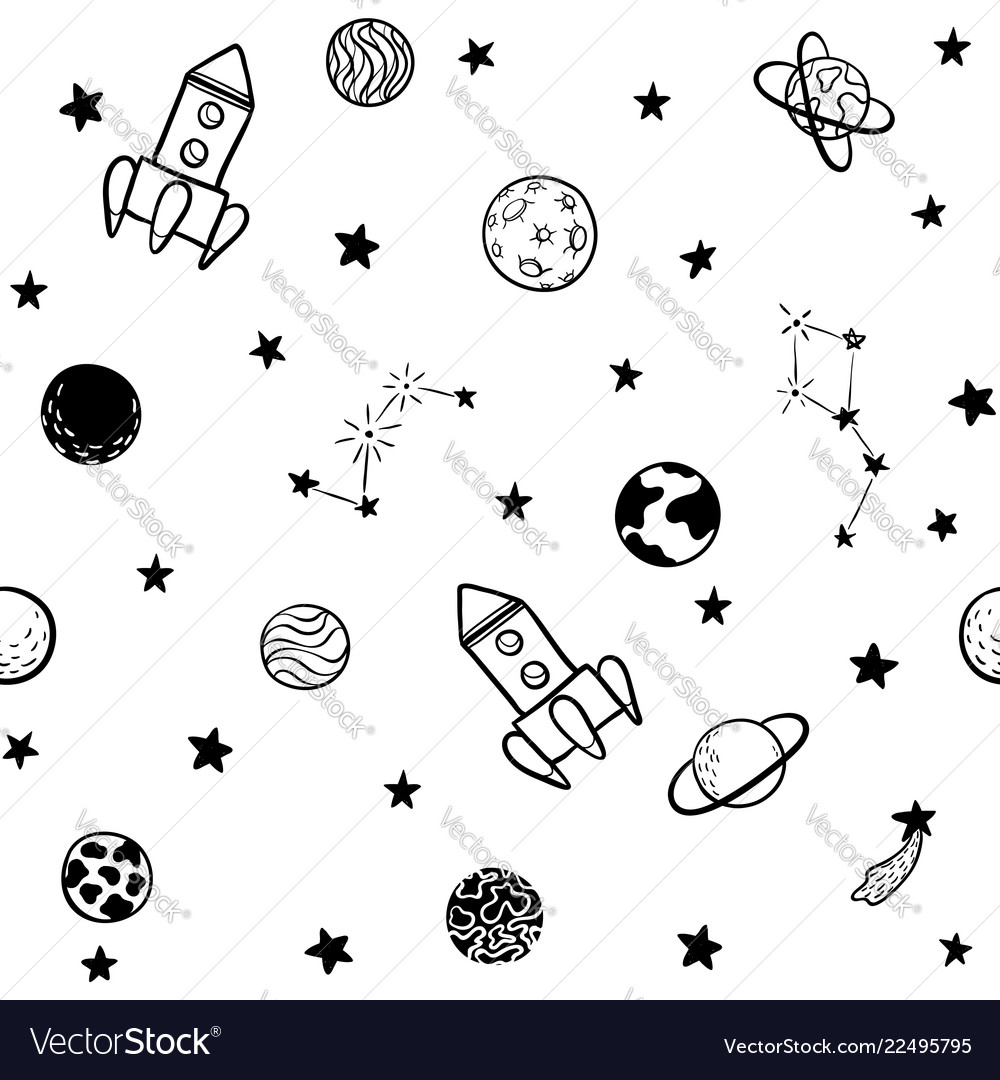Childish seamless pattern hand drawn space Vector Image