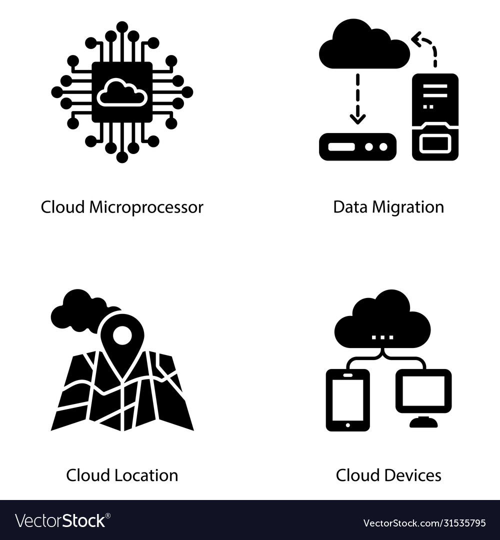 Cloud computing solid design Royalty Free Vector Image
