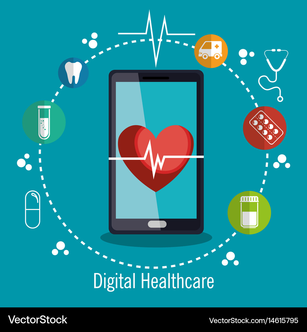 Digital healthcare technology icon Royalty Free Vector Image