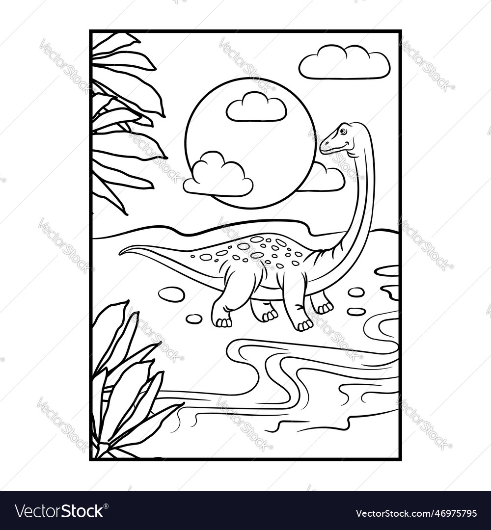 Dinosaur coloring page kids preschool activity Vector Image