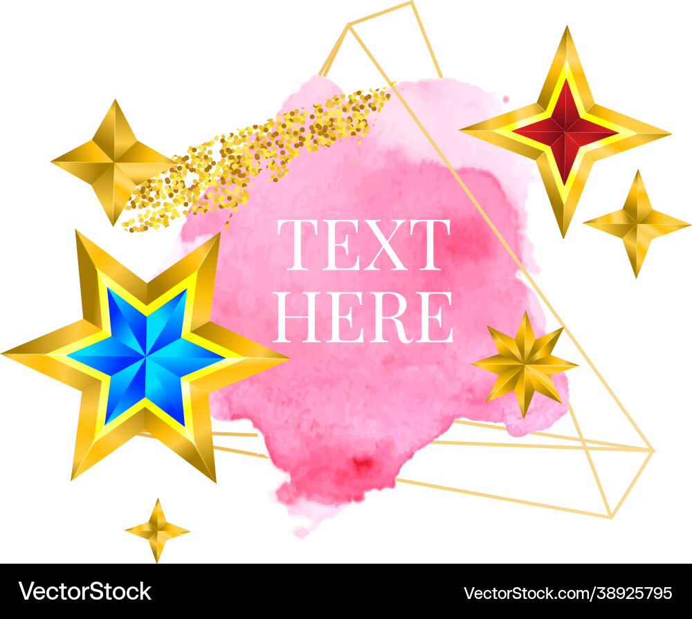 Gold frame paint hand painted brush stroke Vector Image