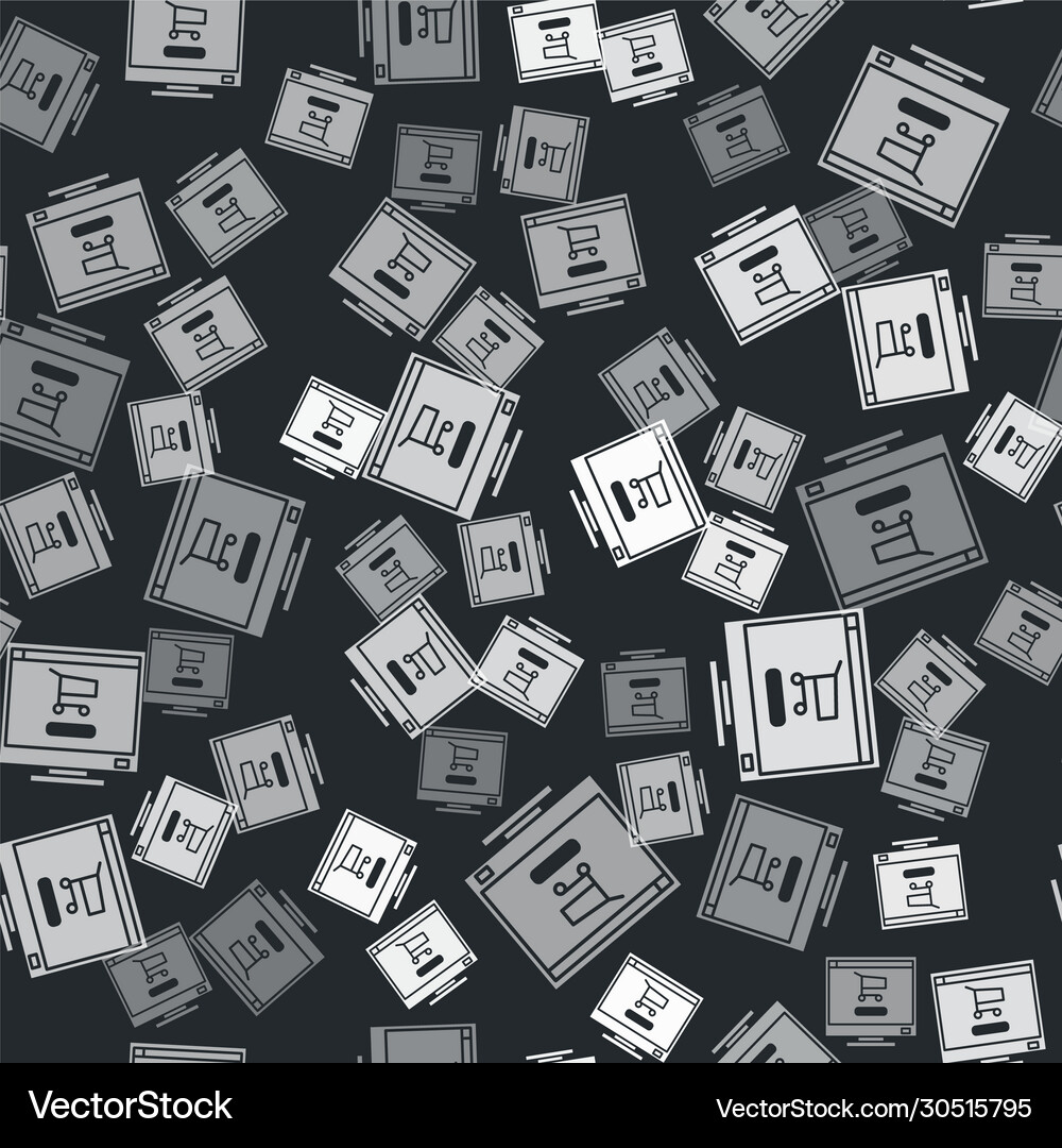 Grey shopping cart on screen computer icon Vector Image