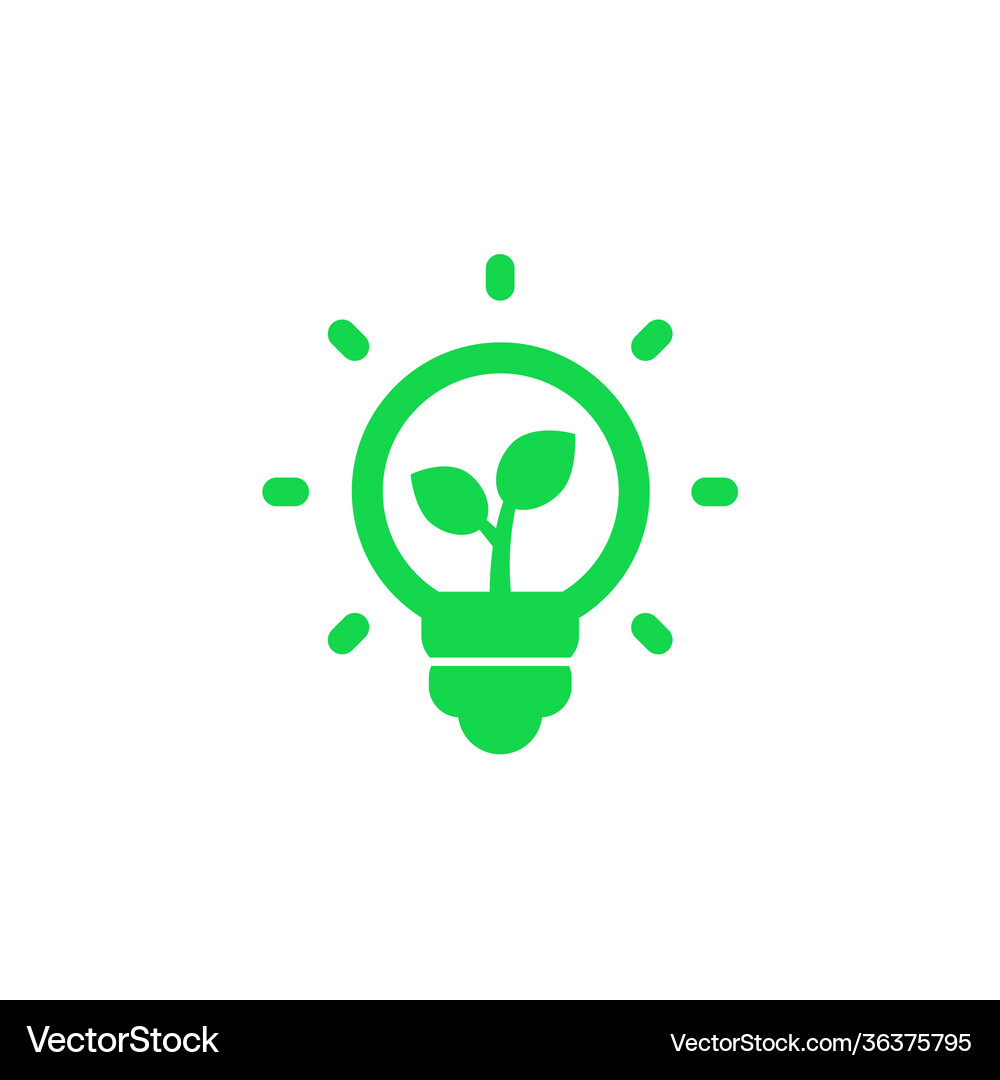 Light bulb and plant icon on white Royalty Free Vector Image