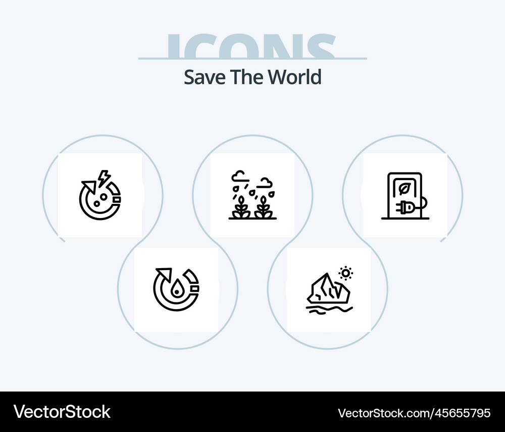 Save the world line icon pack 5 icon design Vector Image