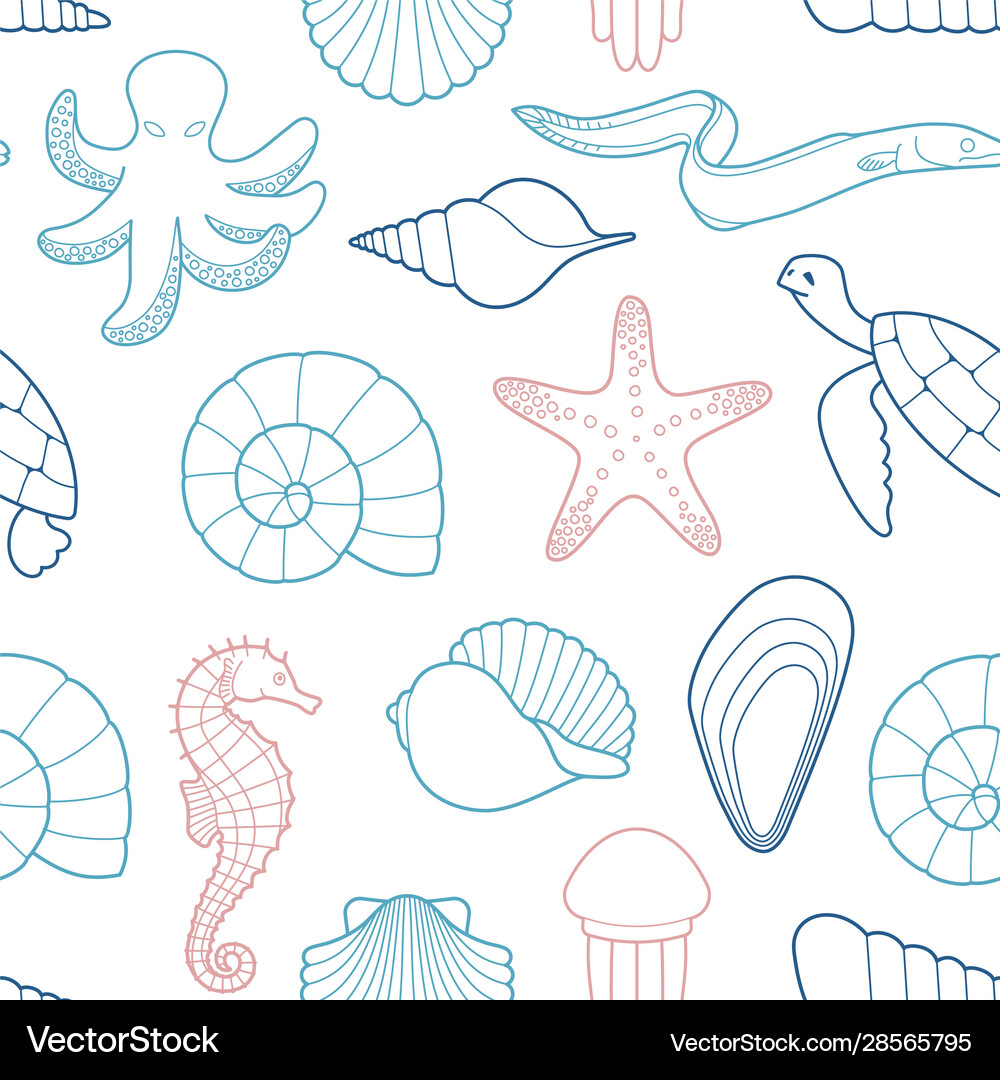 Seamless background on theme sea Royalty Free Vector Image