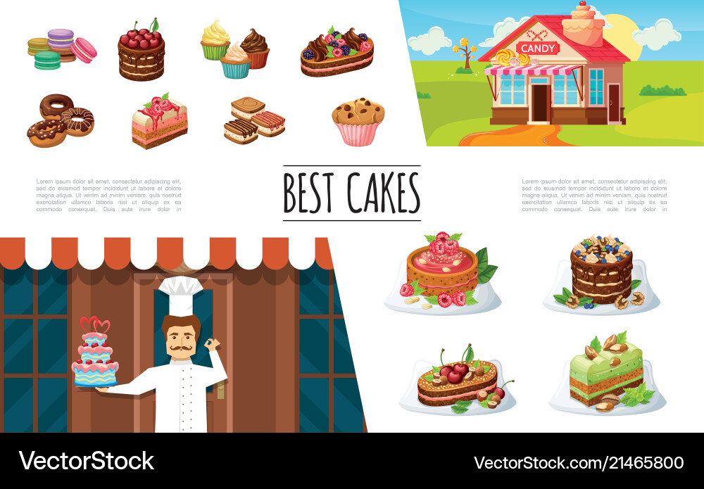 Cartoon desserts elements collection Royalty Free Vector
