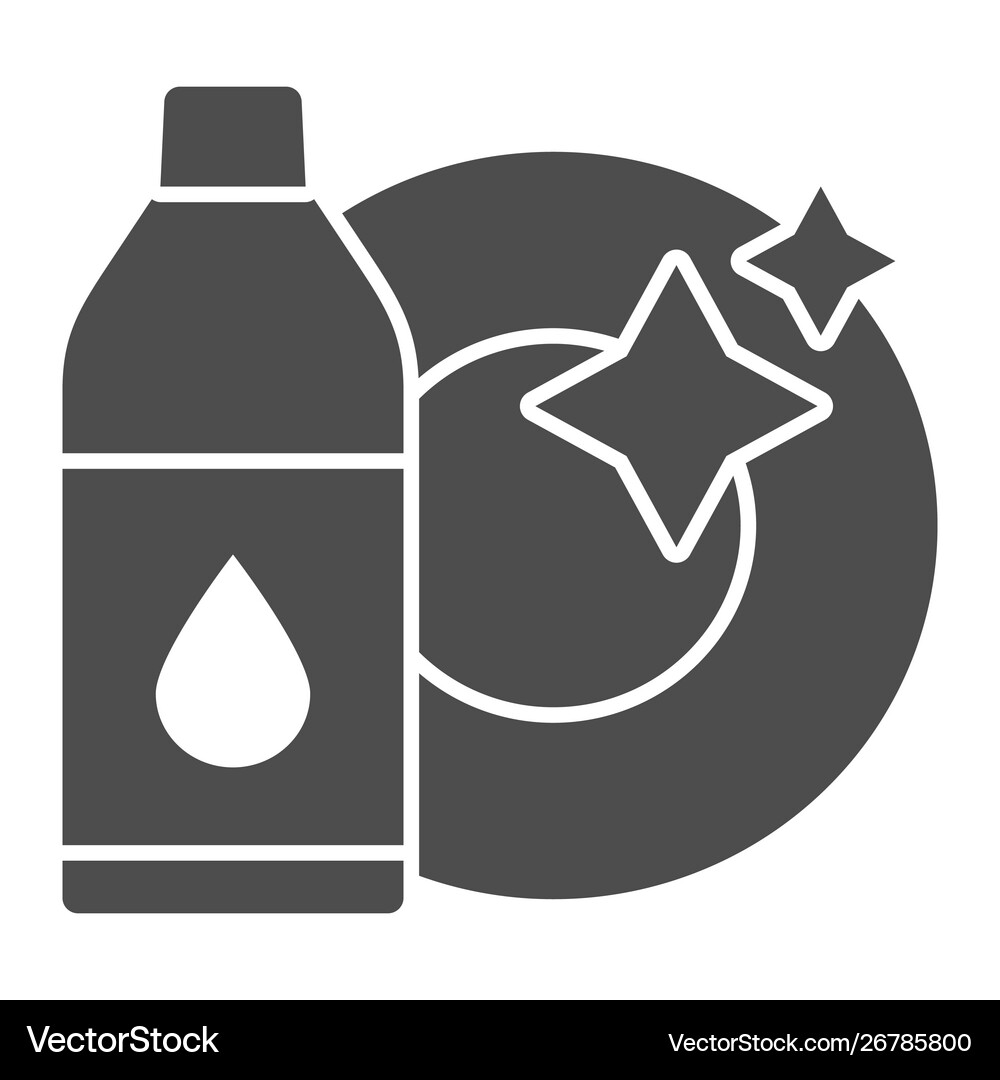 Clean dishes and detergent solid icon wash dishes Vector Image