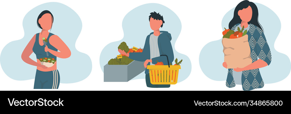 Collection with tiny men and women characters Vector Image