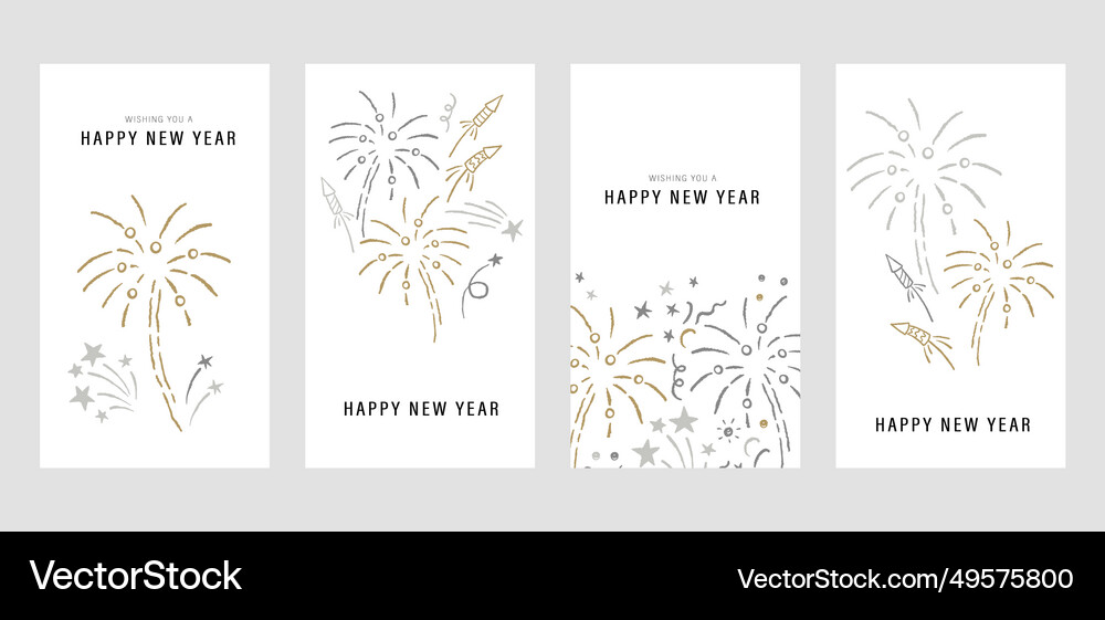 Cute hand drawn fireworks designs flyer templates Vector Image