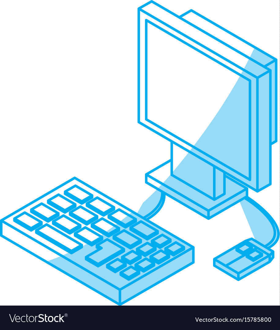Desk computer 3d Royalty Free Vector Image - VectorStock