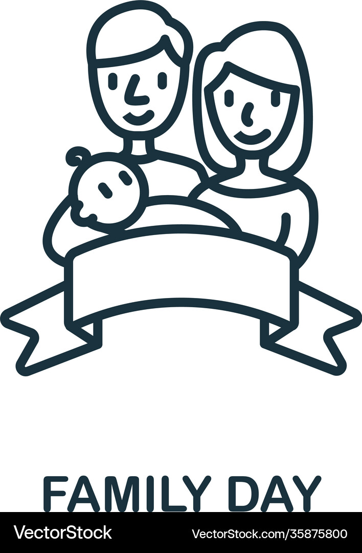 Family day icon simple line element day Royalty Free Vector