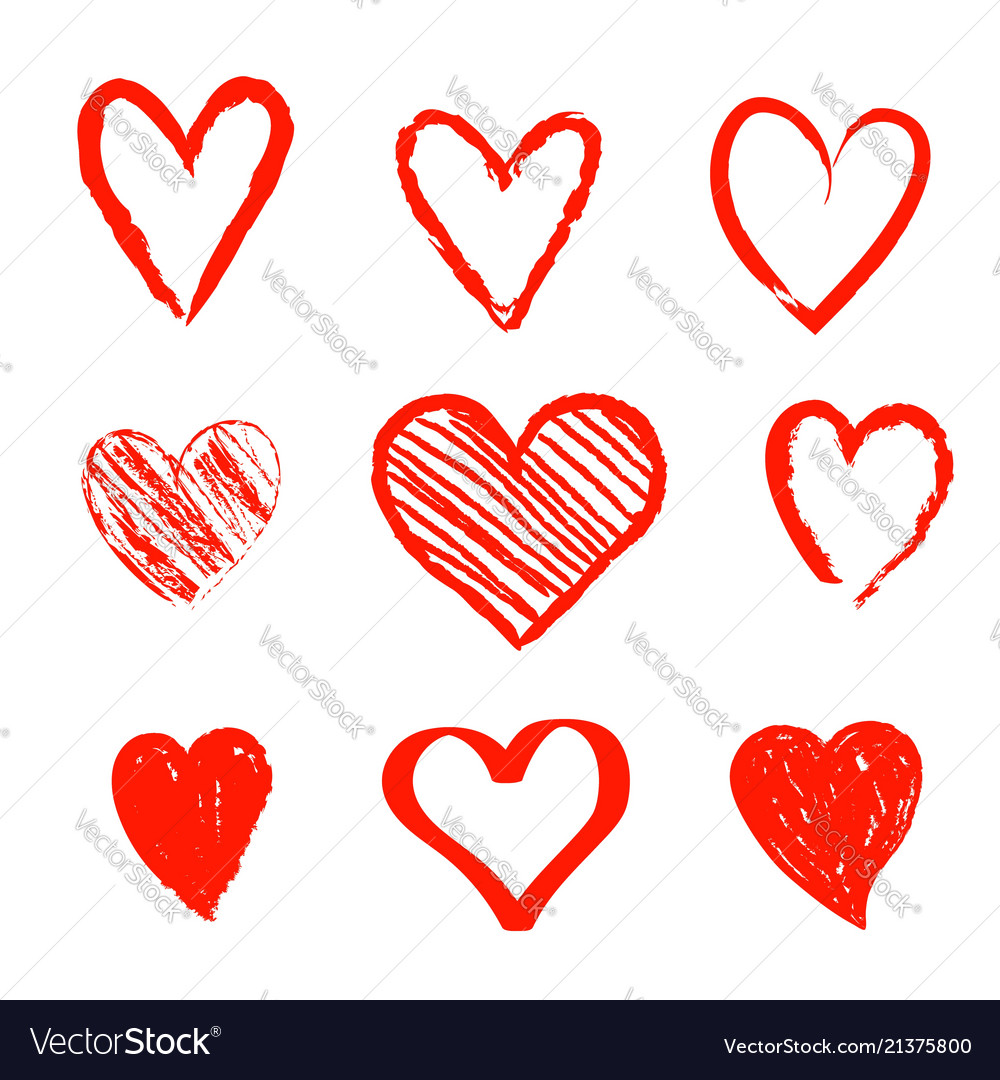 Hearts set hand drawn Royalty Free Vector Image