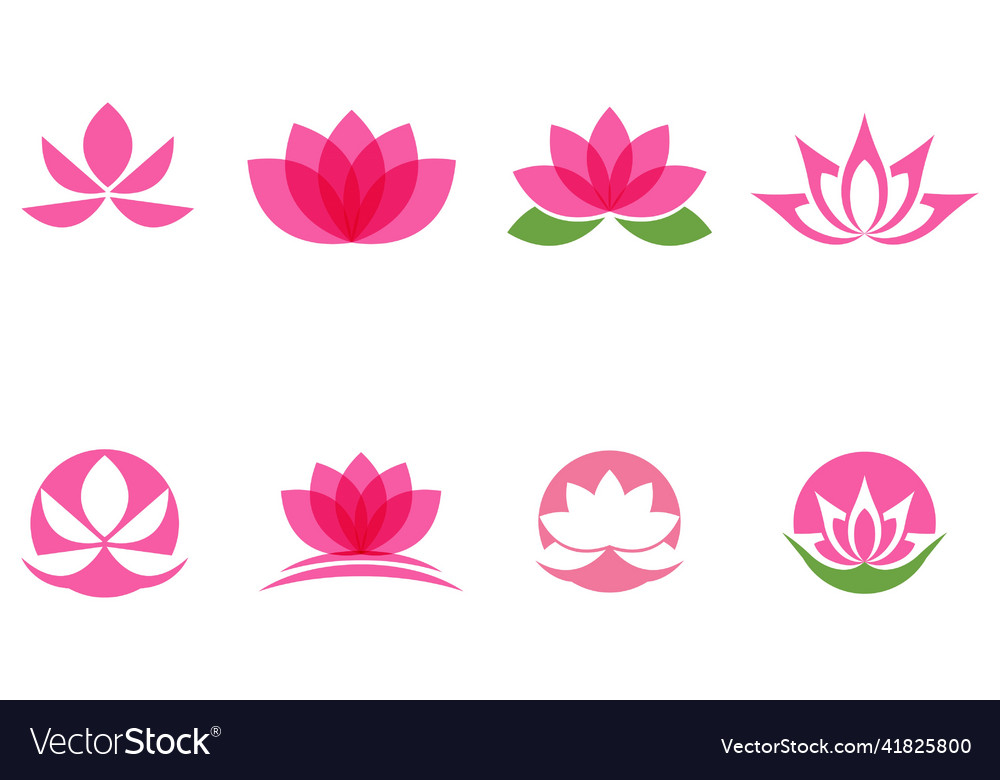 Lotus flowers design logo template icon Royalty Free Vector