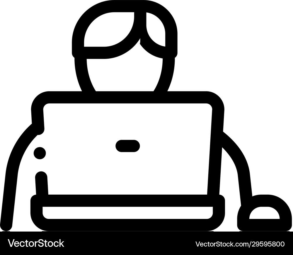 Man play laptop icon outline Royalty Free Vector Image