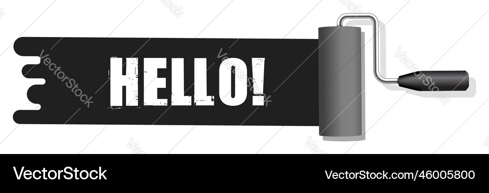 Roller painter paintbrush with text hello black Vector Image