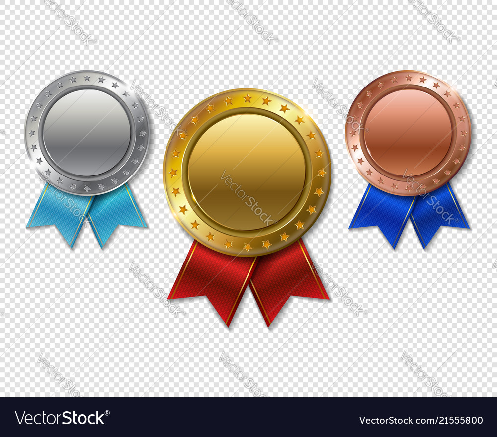 Set of realistic 3d champion gold silver Vector Image