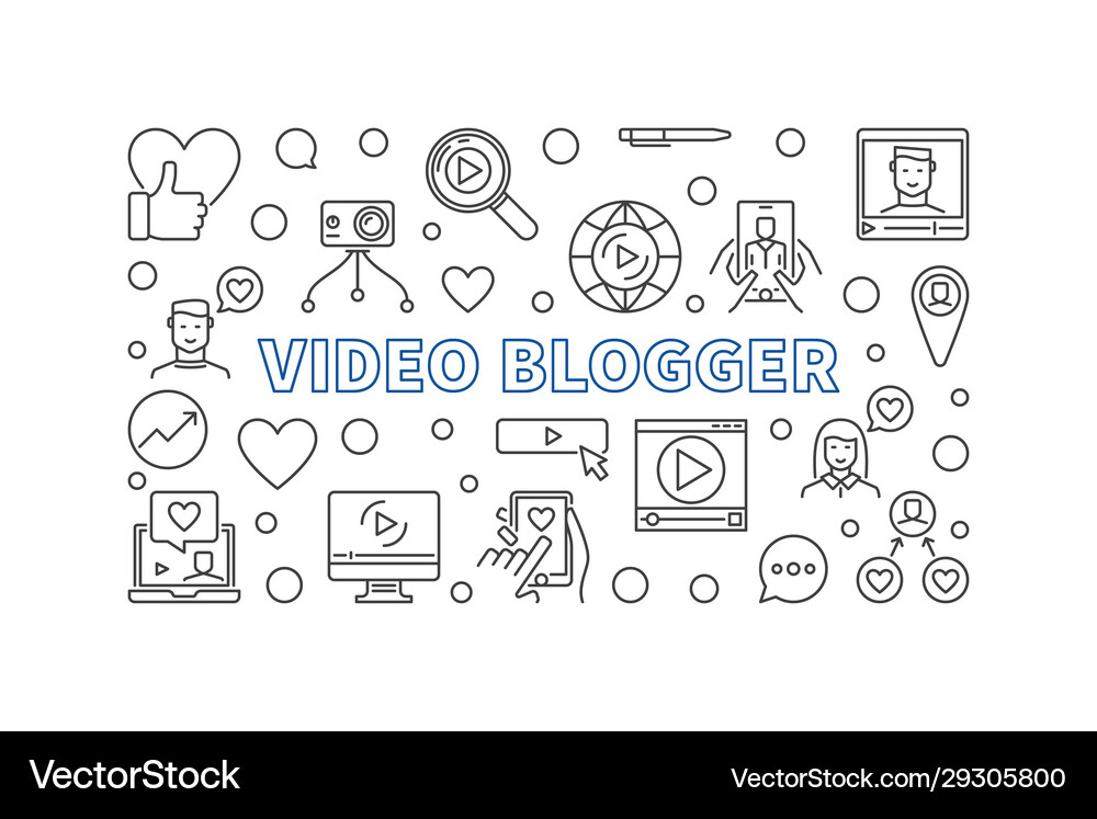 Video blogger concept outline horizontal Vector Image