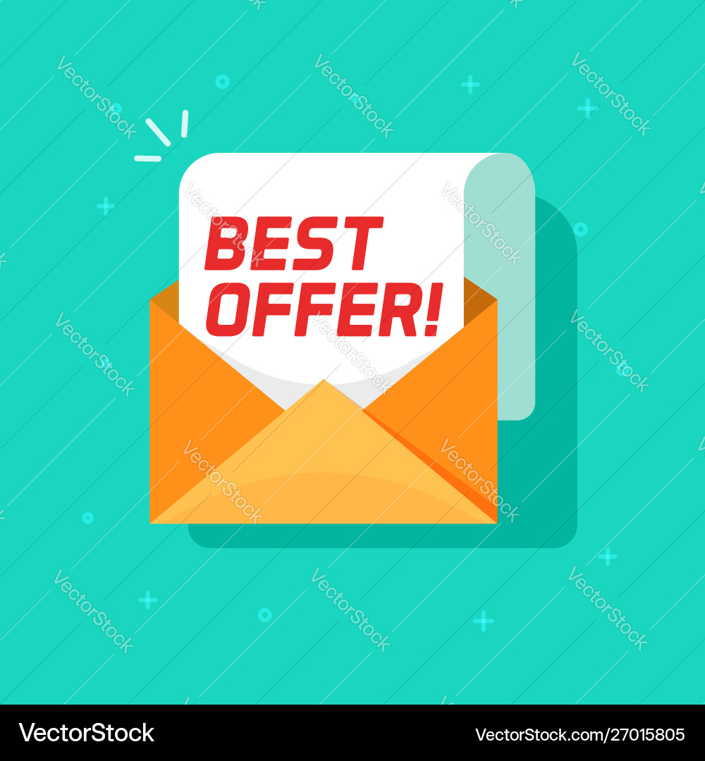 Best offer email message icon flat cartoon Vector Image