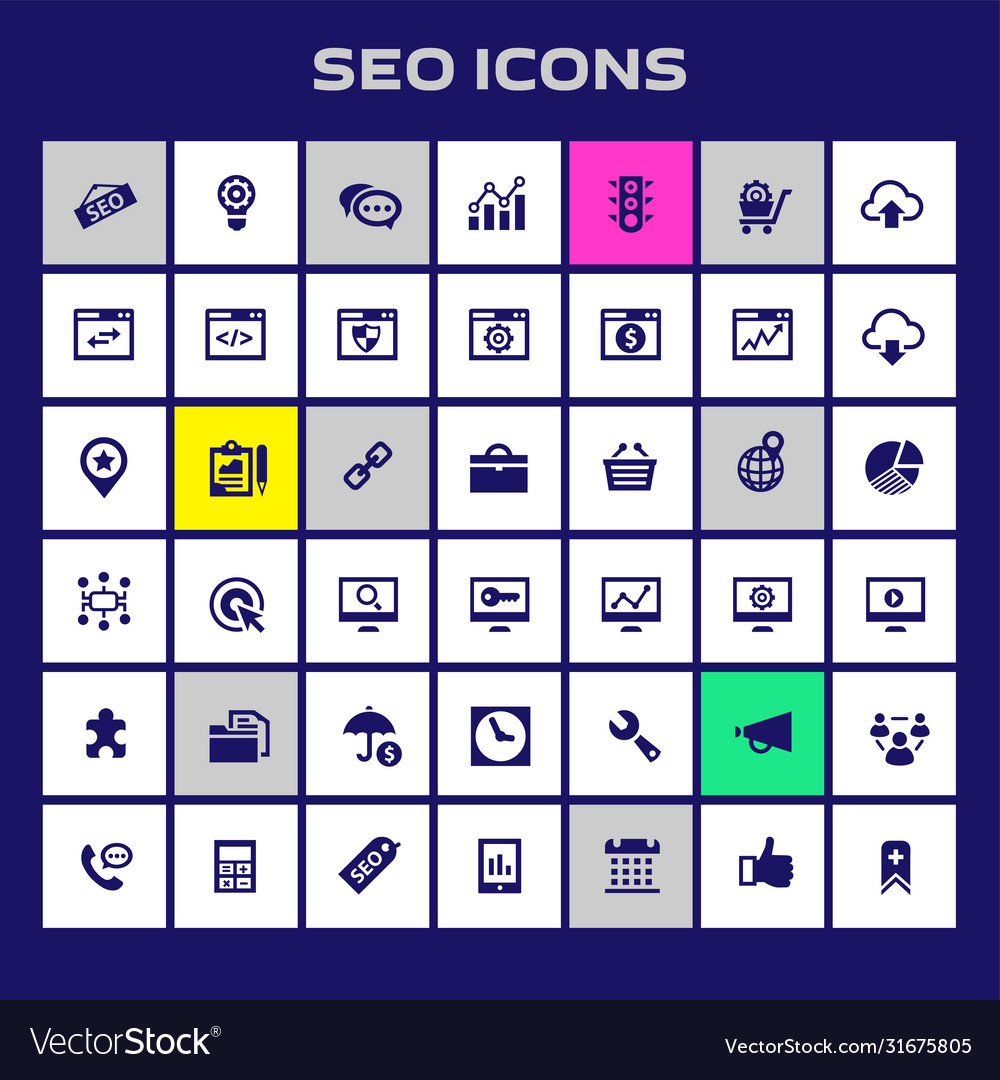 Big seo icon set trendy flat icons Royalty Free Vector Image