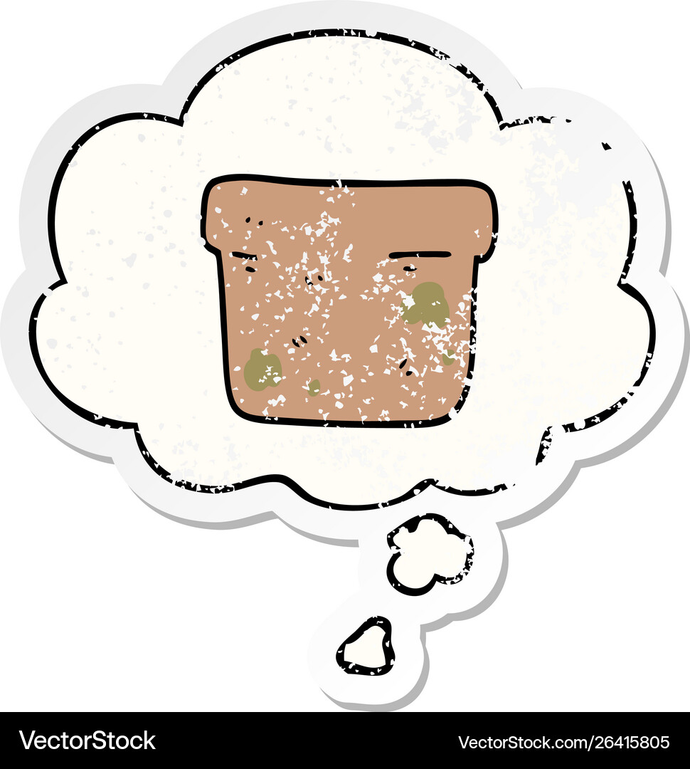 Cartoon plant pot and thought bubble Royalty Free Vector