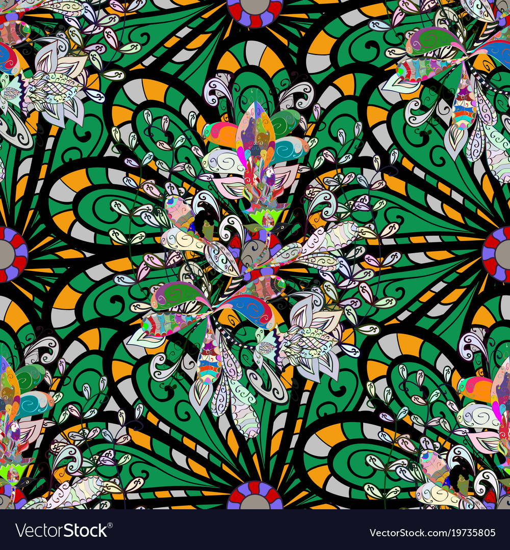 Flat flower elements design cute pattern Vector Image