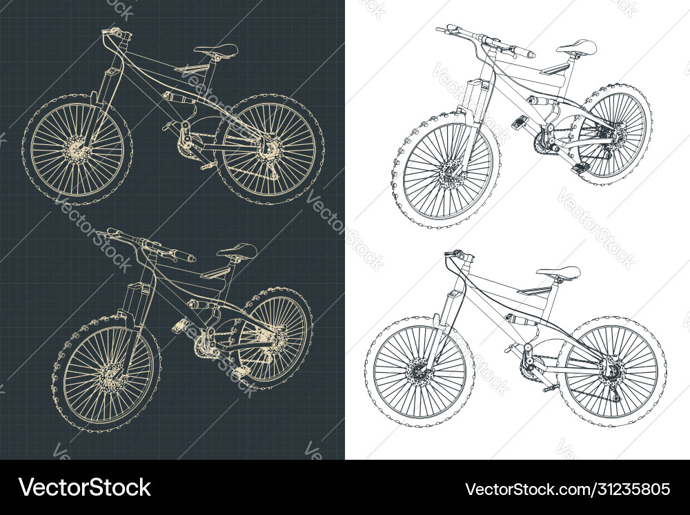 Mountain bike drawings Royalty Free Vector Image